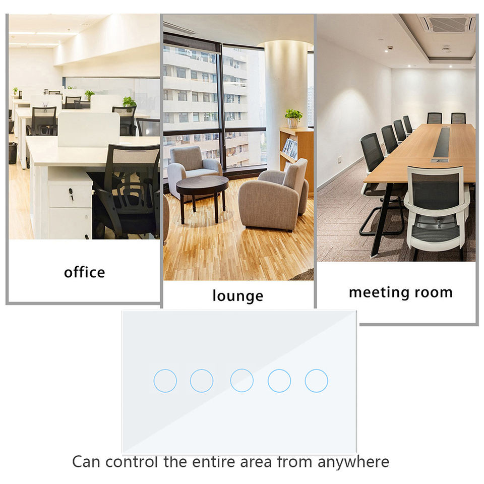 Chuyun US Standard Black WIFI 6Gang Smart Switch in Wall Switches Touch ...