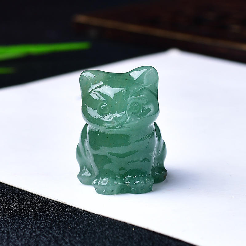 Hongzhuo Natural Raw Stone Fire Stone Cat Ornaments Cat Statue with ...