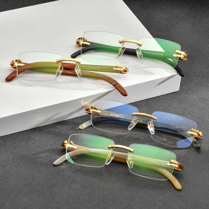 Borregls Rimless Wood Glasses - Designer Eyewear 8100907