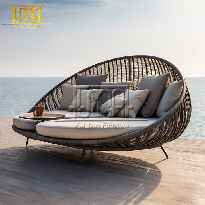 Swimming Pool Use Wicker Nest Outdoor Daybed Lounge Bed