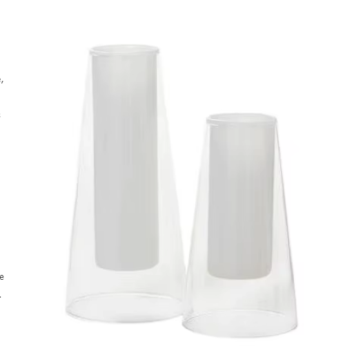 Hand Blown High Borosilicate Transparent Double Glass Vase Frosted ...