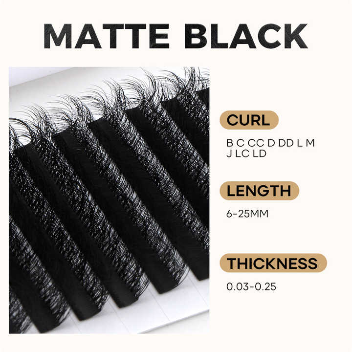 KV new 3D fluffy faux mink matte black cashmere lash trays volume lash ...