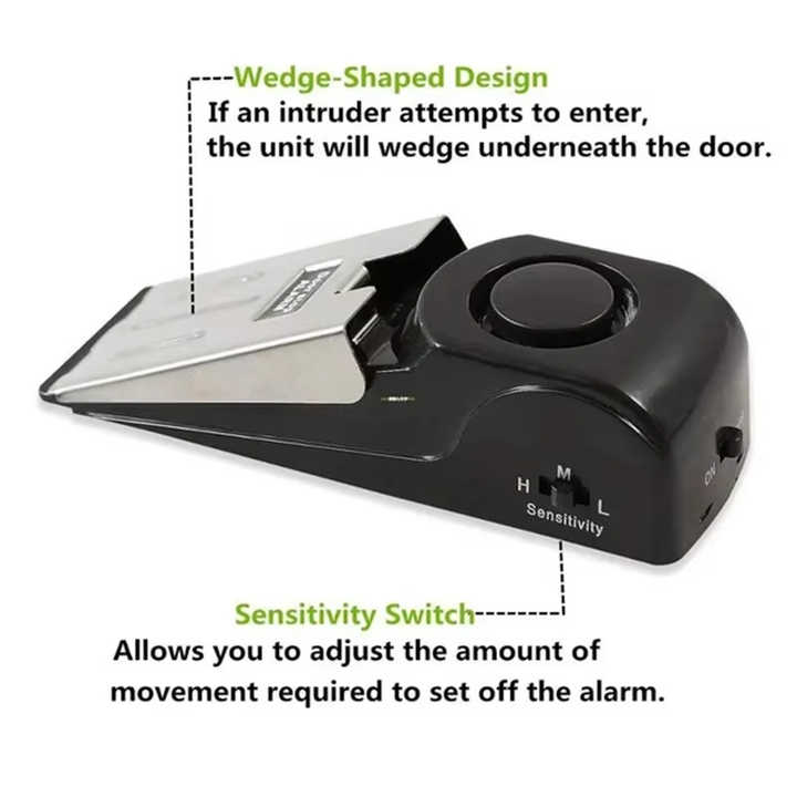 120 Db Wireless Door Stop Alarm - Security Door Wedge