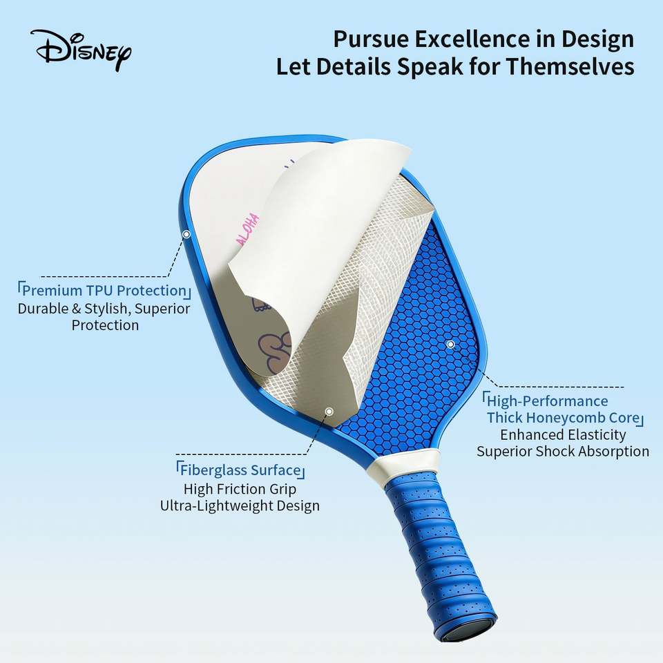 Disney Power Control Elongated Pickleball Paddle 40mm Thermo Med Carbon ...