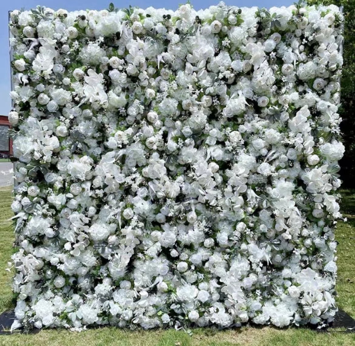 J-092 8x8 Flower Wall Wedding Rose Floral Wall 3D Roll up Cloth Flower ...