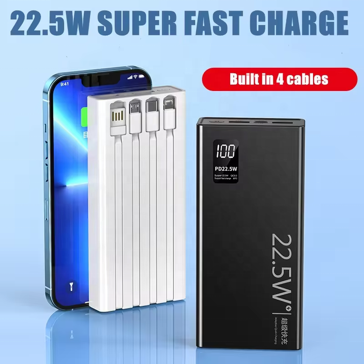 High Capacity 30000mah Powerbanks With Digital Display Four USB Type C ...