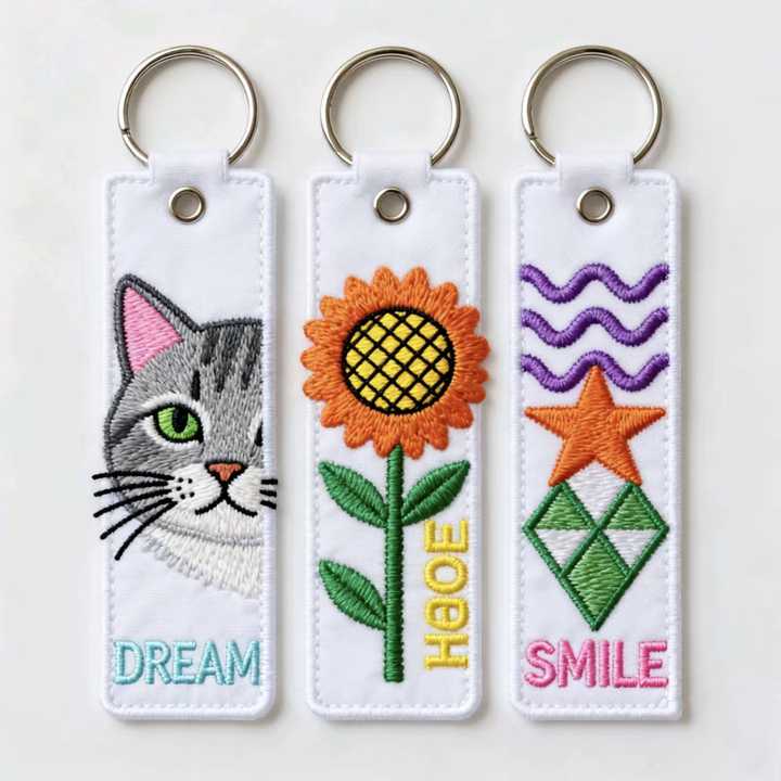 Hot Sale Custom Embroidered Logo Keychain Promotional Keyring with ...
