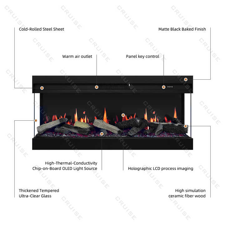 CRUISE 640mm LCD Holographic Fireplace Modular Electric Fireplace Built ...