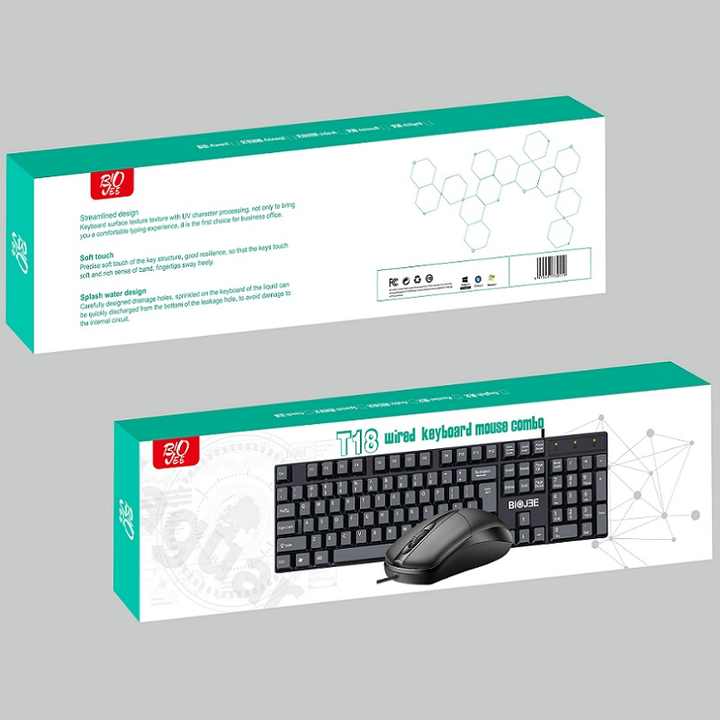 BIOJEE T18 Wired Keyboard Mouse Combo - Backlit & Programmable