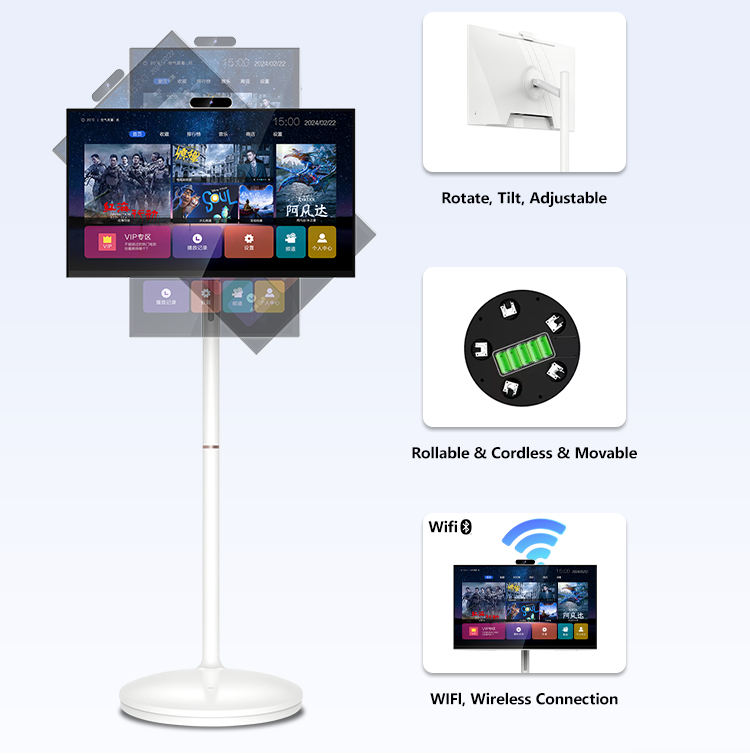 23.8 Inch Portable Android Smart Monitor Rechargeable LED LCD Touch ...