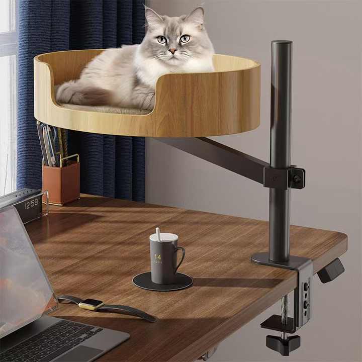 Durable Sturdy Indoor Desk Cat Hammock Solid Wooden Cat Table Bed ...
