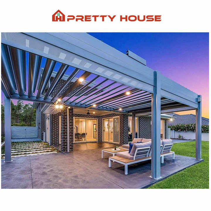 Custom Outdoor Aluminum Pergola with Motorized Louvers