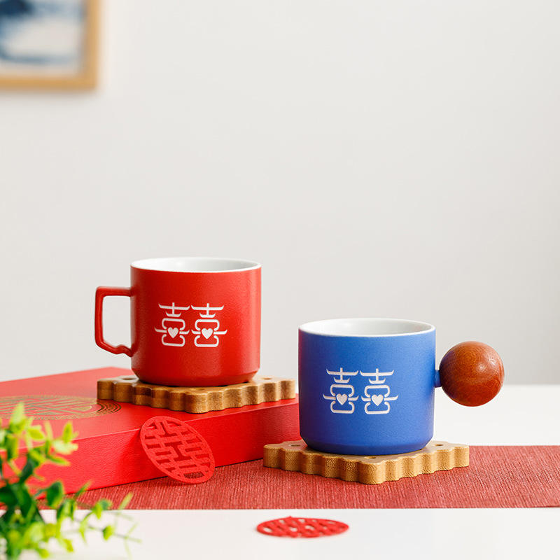 Practical Ceramic Matching Cups Gift Set-Eco-friendly Engraved Design ...