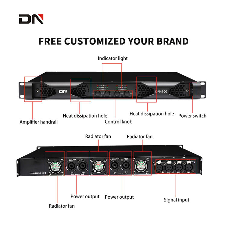 Hot Selling Class D Power Amplifier 4 Channels 4Ω 4x1600W Professional ...