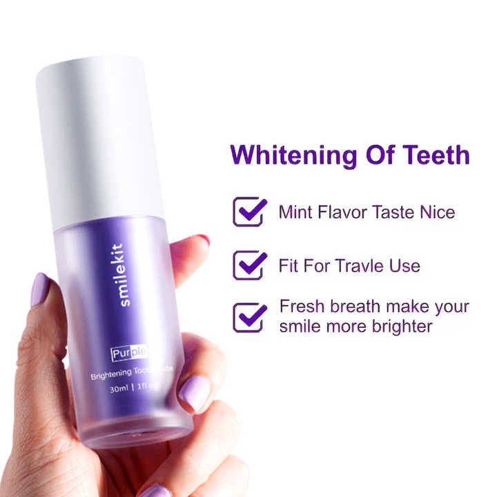 Purple Brightening Toothpaste - 30ml Whitening Formula for Everyday ...