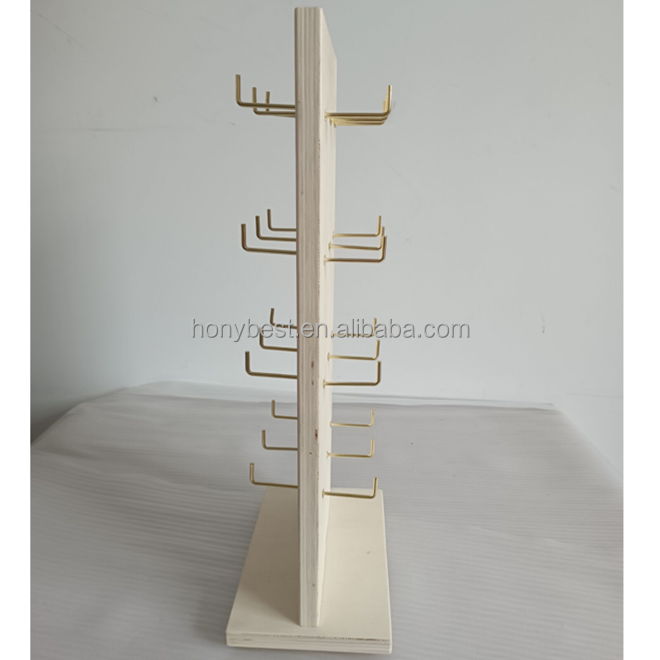 Rustic Plywood Pegboard Spinning Display Rack for Jewelry