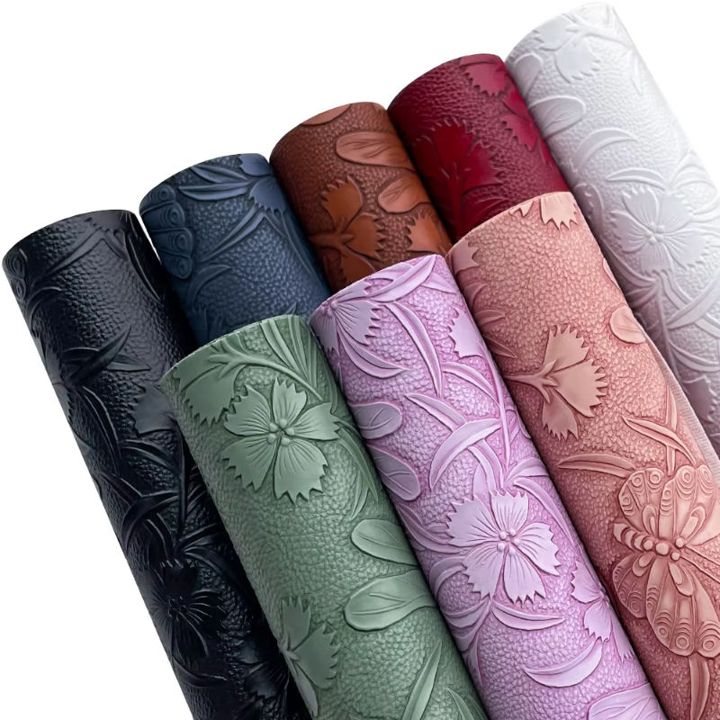 Unique printed design PVC synthetic leather fabric handbag and luggage ...
