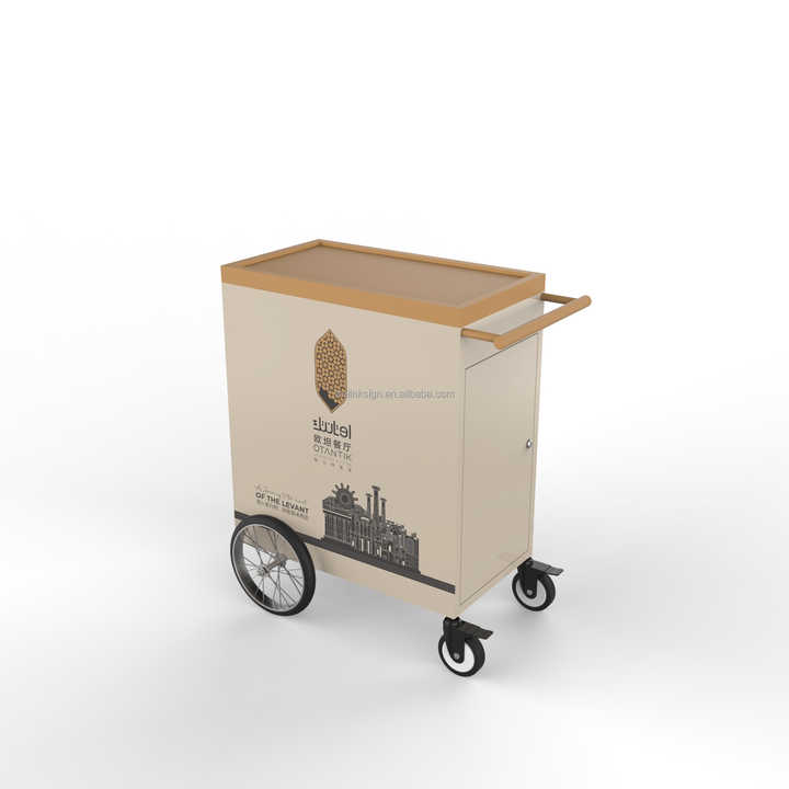 Folding Metal Beverage Service Cart with Wheels for Restaurant or Event ...