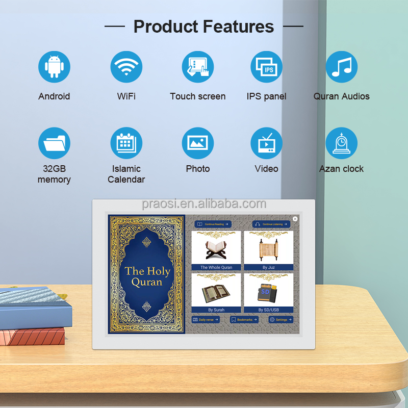 PROS 10 INCH Prayer App Al Digital Prayer Clock Islamic Azan for Mosque ...