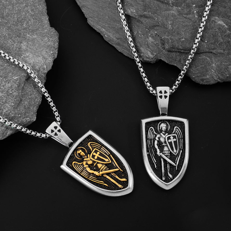 Viking Stainless Steel St Michael Archangel Sword Pendant Vintage Angel ...