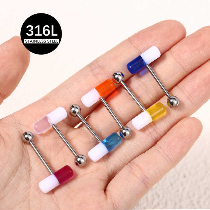 Sexy Tongue Frenulum Piercing Acrylic 14g Pills Tongue Piercing Jewelry Surgical Steel Barbell ...