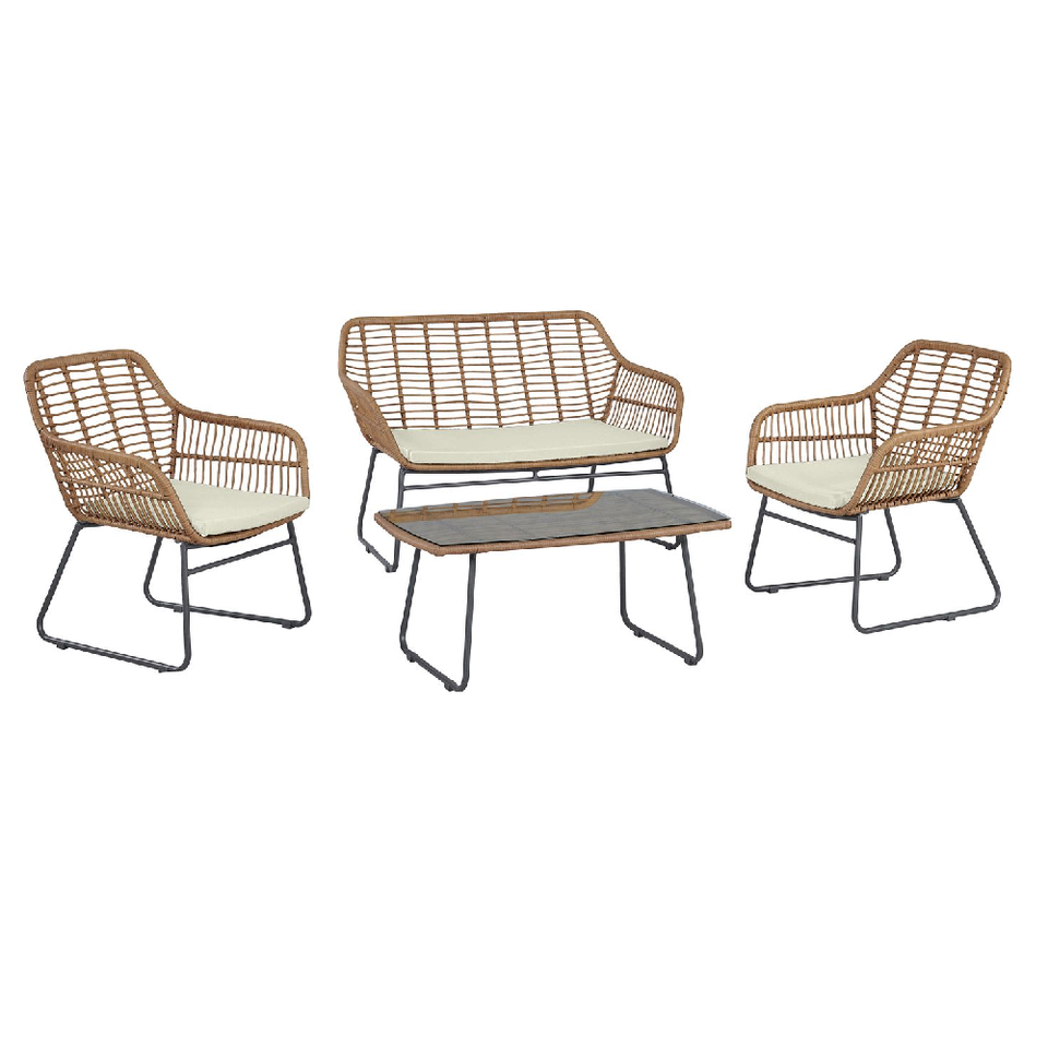 Natural Garden Furniture Patio Wicker Bamboo Style Chair and Table ...