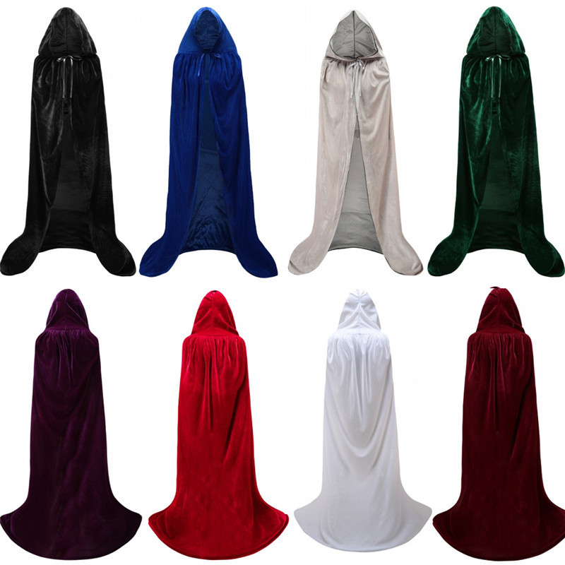 Medieval Cape Hooded Witch Cloak Devil Robe Unisex Vampire Shiny ...