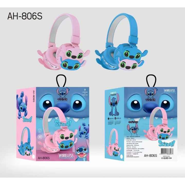 High Quality New style AH-806 Stitch Wireless Headset children's cartoon Stitch headwear headset ...