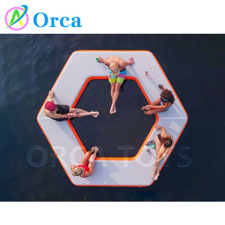 DWF Floating Hexagon Inflatable Island PVC Air Dock Mat for Water Park ...