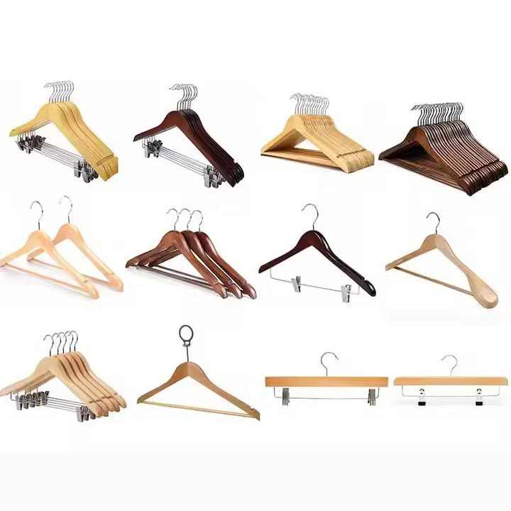 DS4276 Wood Hangers with Shoulder Grooves Durable Slim Coat Hanger with ...