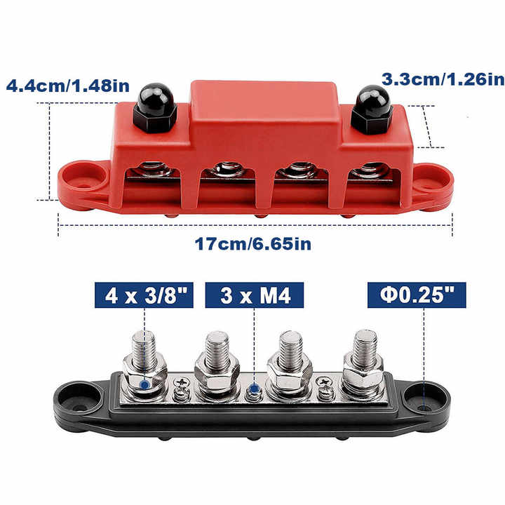 250A Bus Bar Heavy Duty Module Design Power Distribution Block 12V 24V ...