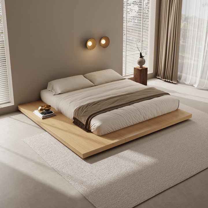 Japanese Style Platform Tatami Frame Double King Size Wood Bed
