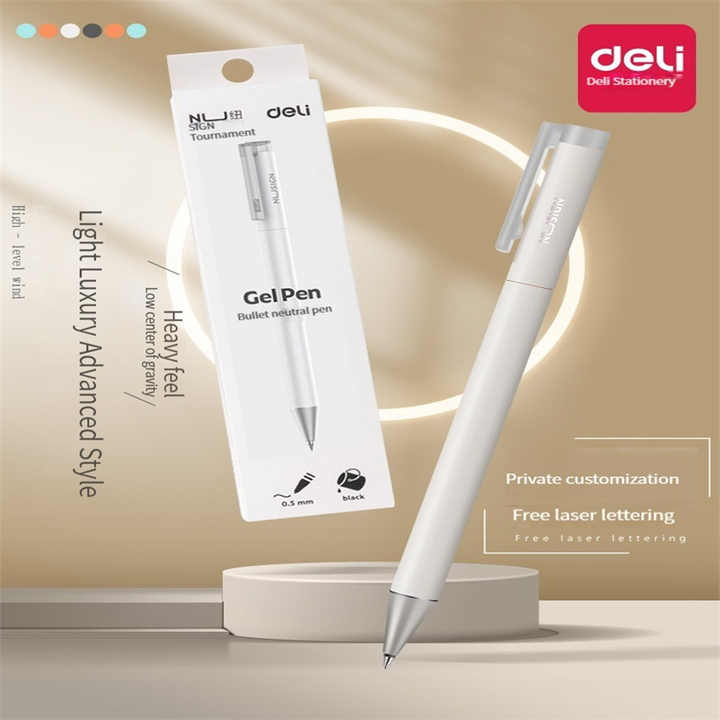 Deli NS650 Gel Pen Metal Barrel Custom logo Lettering Pen Heavy Feel ...