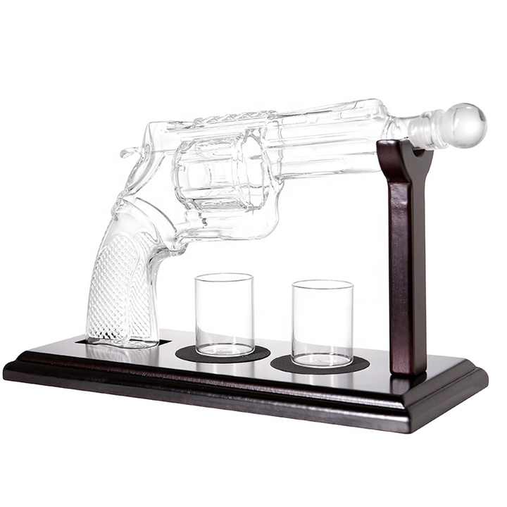 Custom High Borosilicate Transparent Glass Pistol Whiskey Decanter Set ...