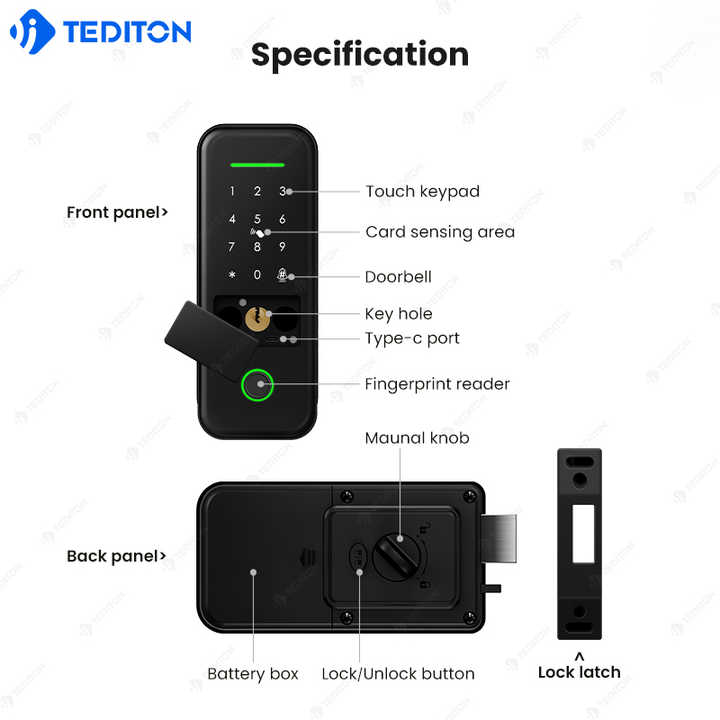 Tediton Fechadura Blue Digital Smart Locks - Secure & Convenient
