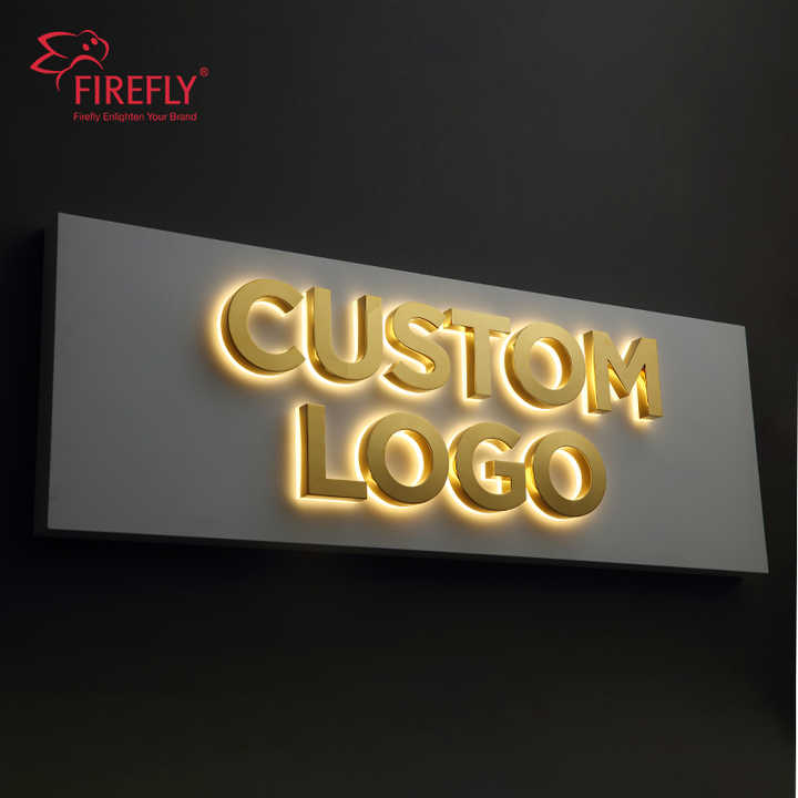 Custom Gold 3D Letter Shop Signboard - LED Backlit Signage