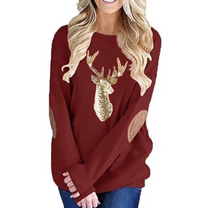 Glitter Reindeer Top Custom Printed Christmas Sweater OEM Women's Gold ...