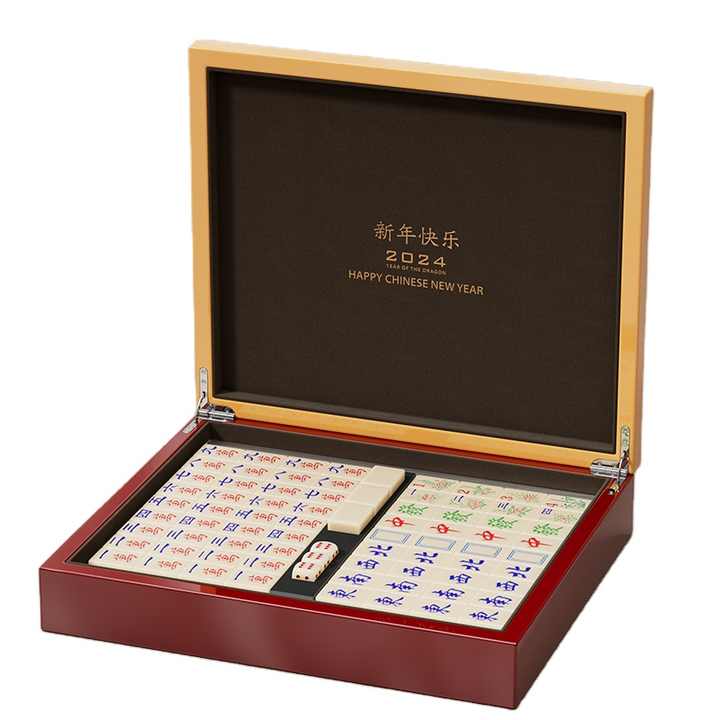 2024 Mahjong Set - Luxury Wood Case Gift Box for New Year