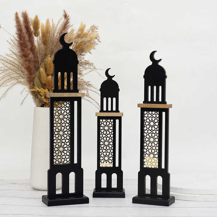Ramadan Crescent Moon Tower Decor Ramadan Wooden Mosque Crescent Decor ...