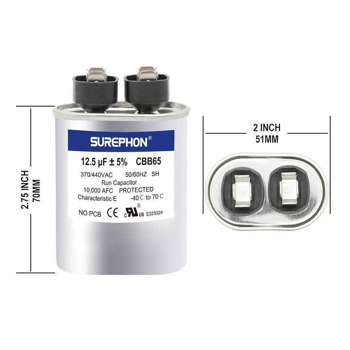CBB65 Run Capacitor 12.5UF 370/440VAC for AC Compressor Air Compressor ...