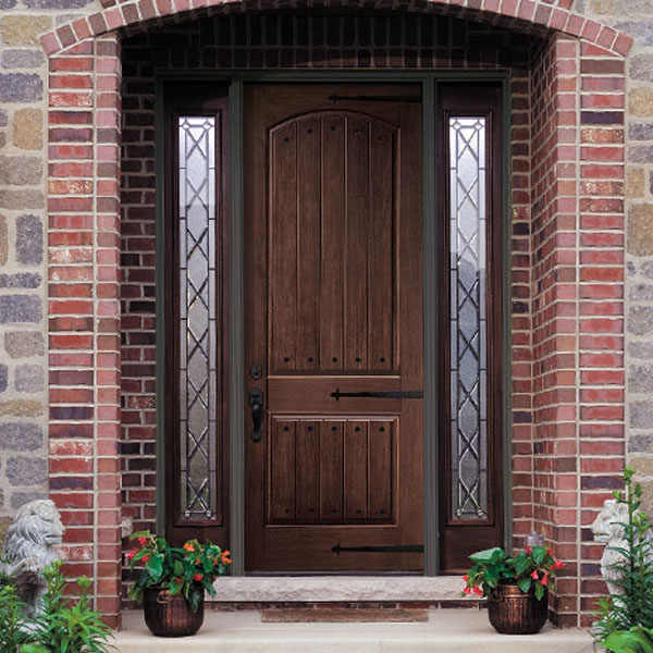 Mahogany Custom Solid Core Entry Wood Door - Modern Exterior