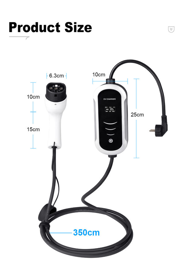 High Compatibility EV Charger 3.5KW 16A Type 1 New Energy Car Portable ...