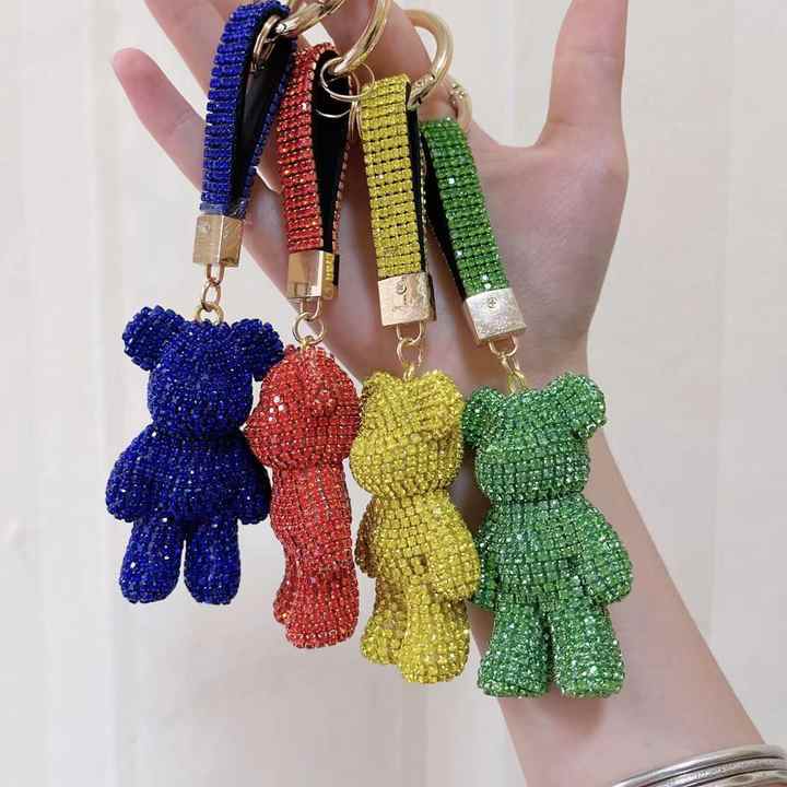 Diamond-Encrusted Small Violent Bear Car Key Pendant Cute Plastic ...