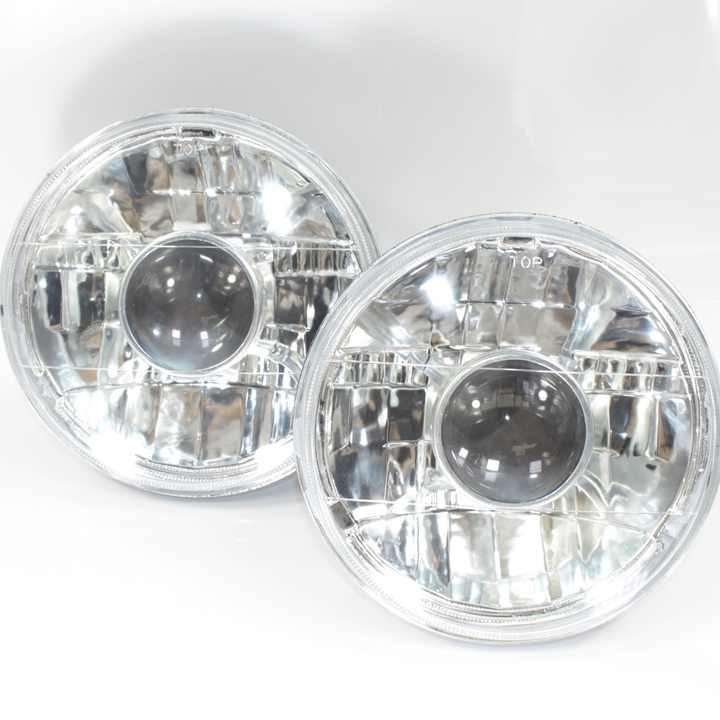 7 Inch Clear Glass Lens H4 Bulbs H6024 H6014 round Sealed Beam Halogen ...