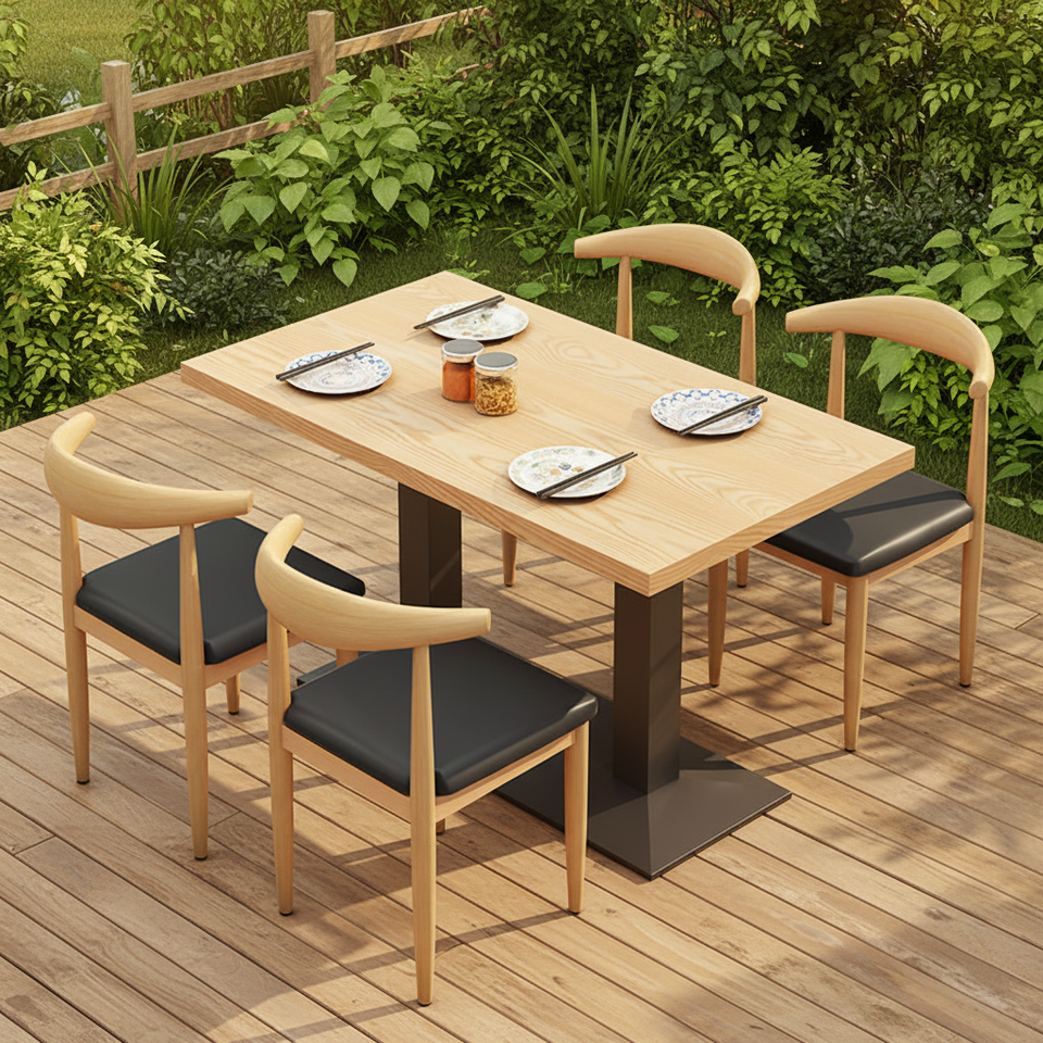 Modern Luxury Classic Wood Look Laminate Dining Table Set with Space ...