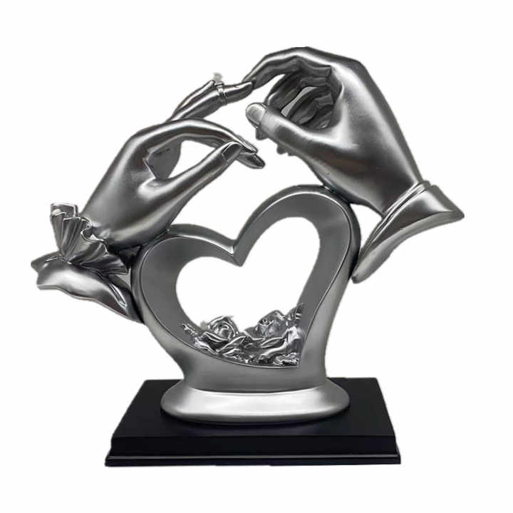 Abstract Home Decor Sculpture Couple Art Figurine Silver Wedding ...