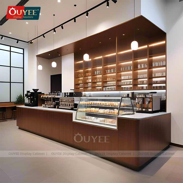 Modern Coffee Shop Interior Design - Glass Display Cabinets