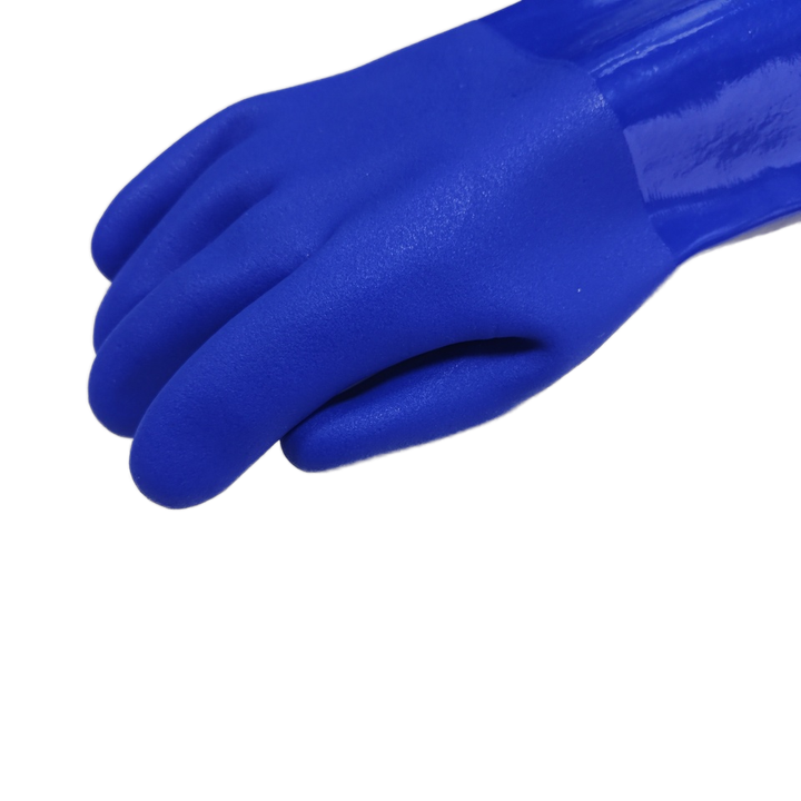 Blue PVC Safety Work Gloves, Triple-Dipped Sandy Finished ,cotton ...