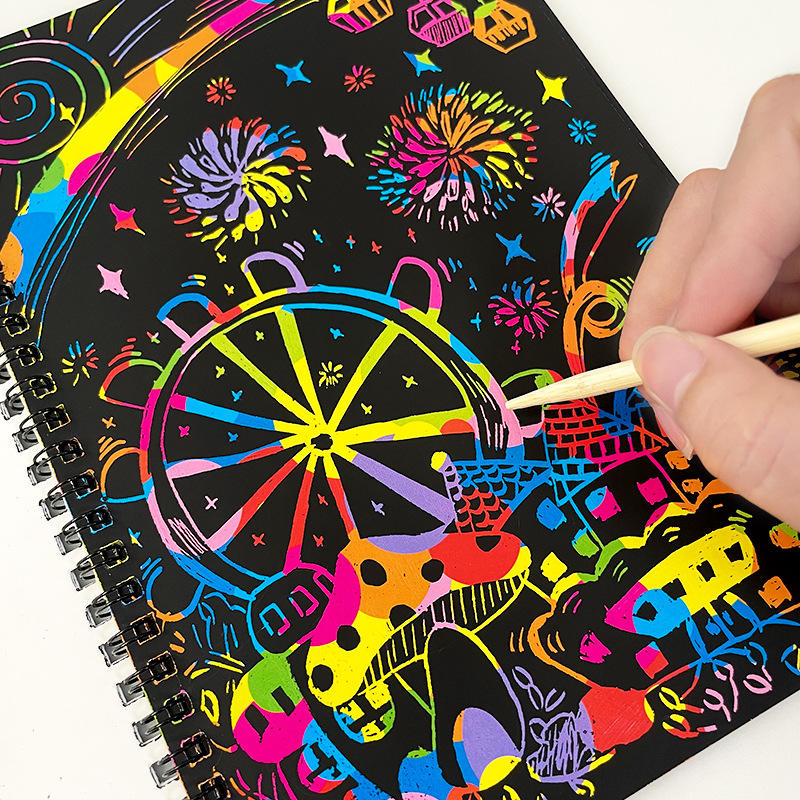 Kids 10 Pages DIY Scratch Paper Art Set Scratch Arts Drawing Notebook ...