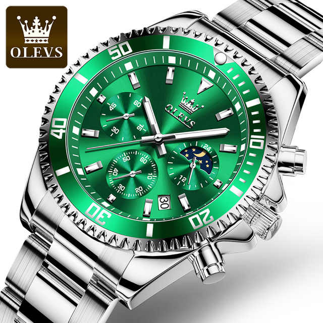Olevs 2870 Watch - Luxury Stainless Steel Mens Quartz Chronograph